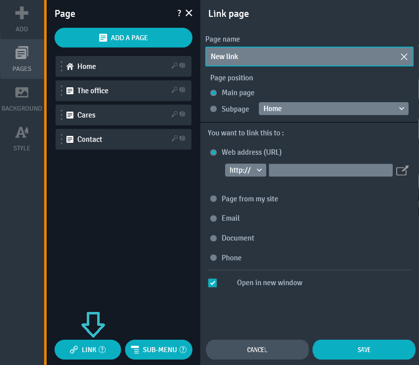 Add a page – WebSelf